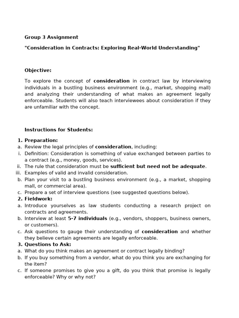 Group 3 Assignment | PDF | Consideration