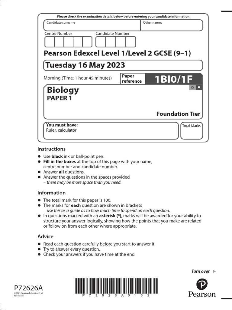 June 2019 QP - Paper 1 (H) Edexcel Biology GCSE | PDF | Cell (Biology) | Cytoplasm