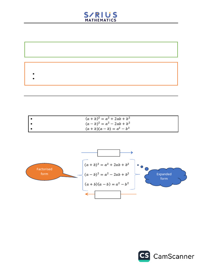S2 Ch4.2 Factorisation Identities | PDF | Factorization | Algebra
