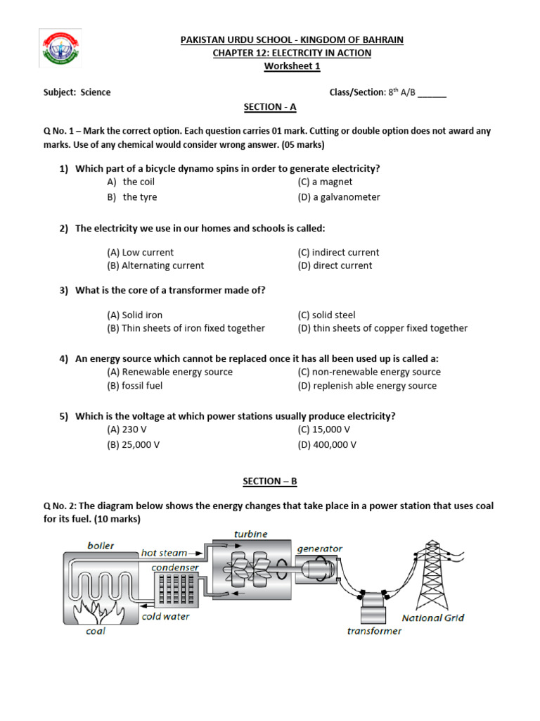 Grade Viii G.science Ch. 12 Revision Worksheet | PDF | Energy ...
