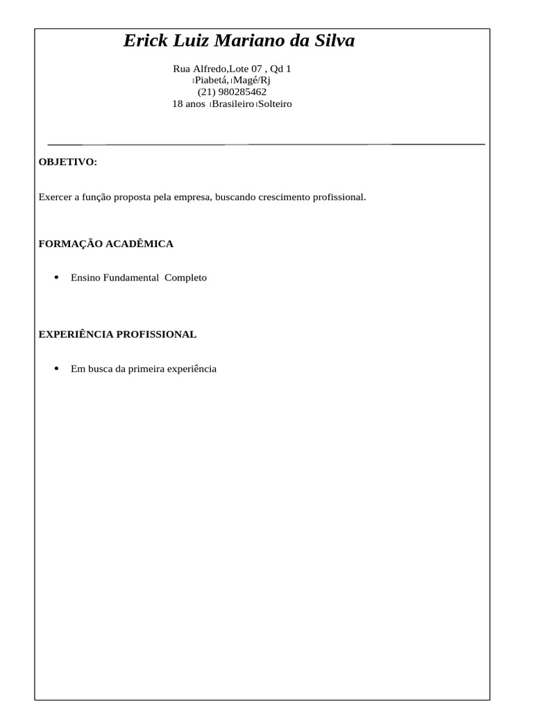 Currículo Erick | PDF