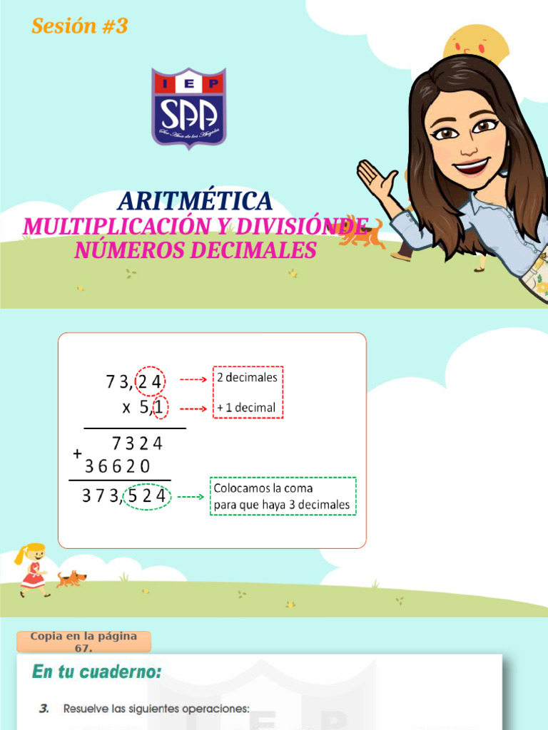 Aritmética 5to Sesión 3 Multiplicación y Divis de Números Decimales | PDF