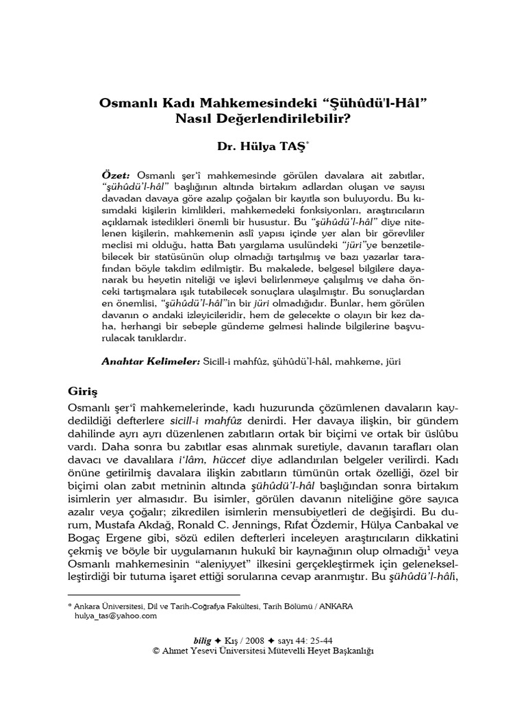 Osmanl - Kad - Mahkemesindeki - H - D - 'L-H - L - Nas - L de - Erlendirilebilir - (#267766 ...