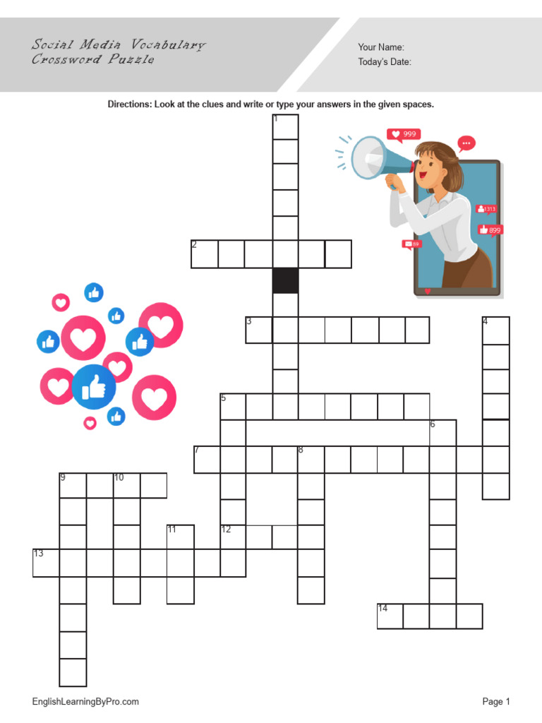 Social Media Vocabulary Crossword Puzzle PDF | PDF