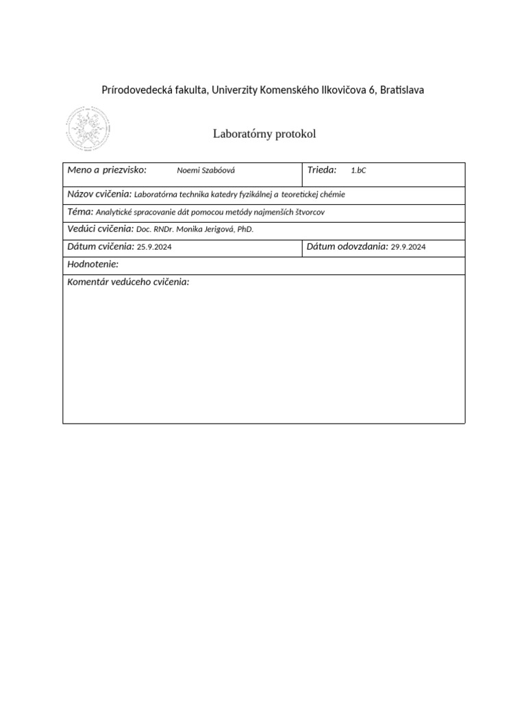 Laboratórny Protokol | PDF