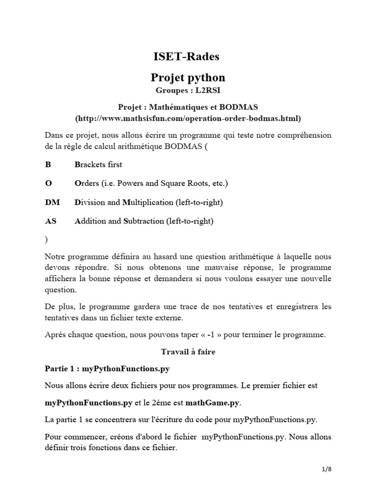 Programme Python pour BODMAS | PDF | Structure de contrôle | Fichier texte