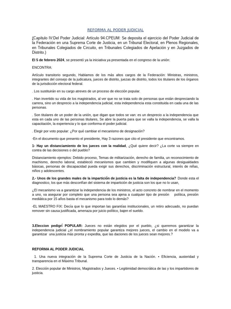 Reforma Al Poder Mkoñ | PDF | Judicaturas | Politica de mexico