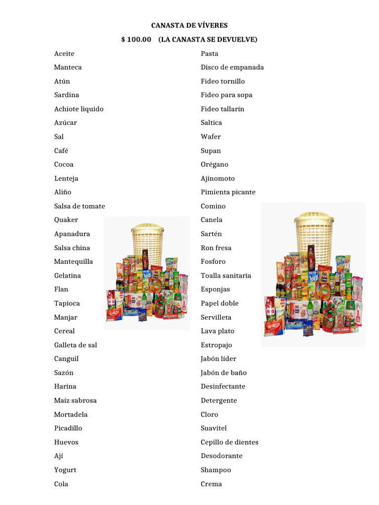 Canasta de Víveres | PDF