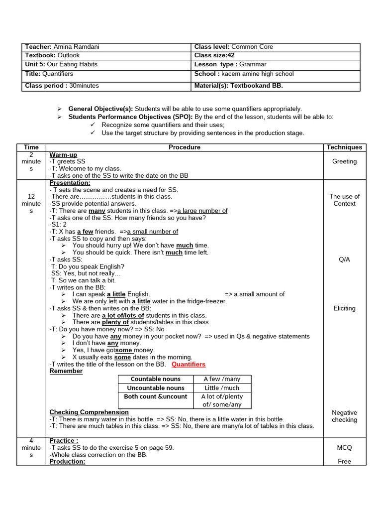 3 Unit 5 Quantifiers Grammar C.C | PDF | Linguistic Typology | Language Mechanics