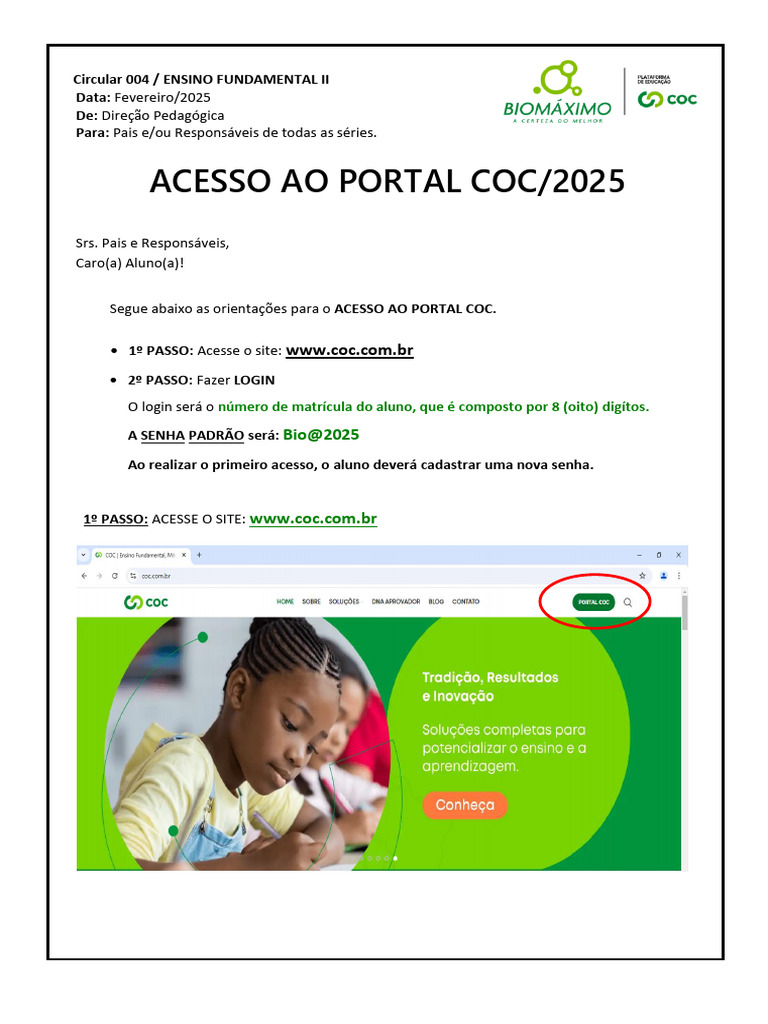 Acesso ao Portal COC: Instruções 2025 | PDF