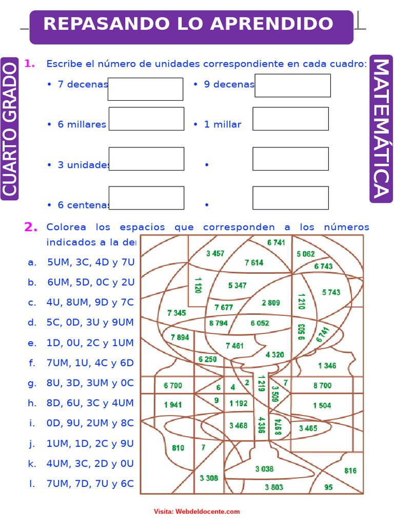 Repasando Lo Aprendido para Cuarto Grado de Primaria | PDF | Matemáticas | Matemática Elemental