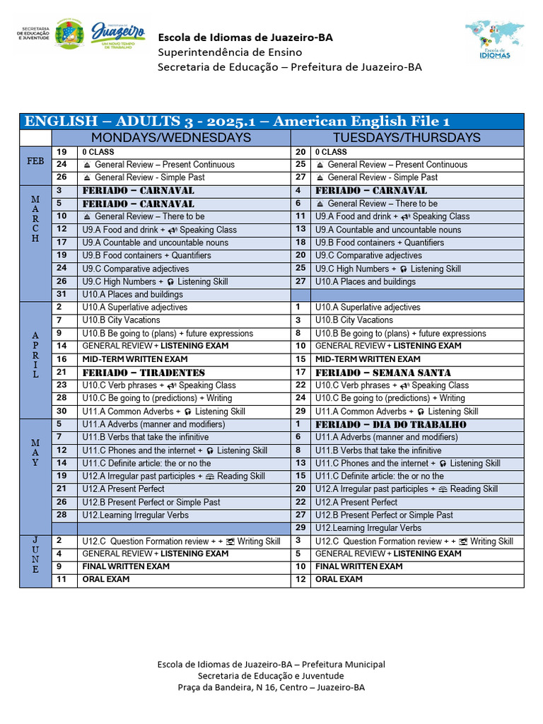 Schedule HWP Adults 3 Aef1 2025.1 | PDF | Verb | Adjective