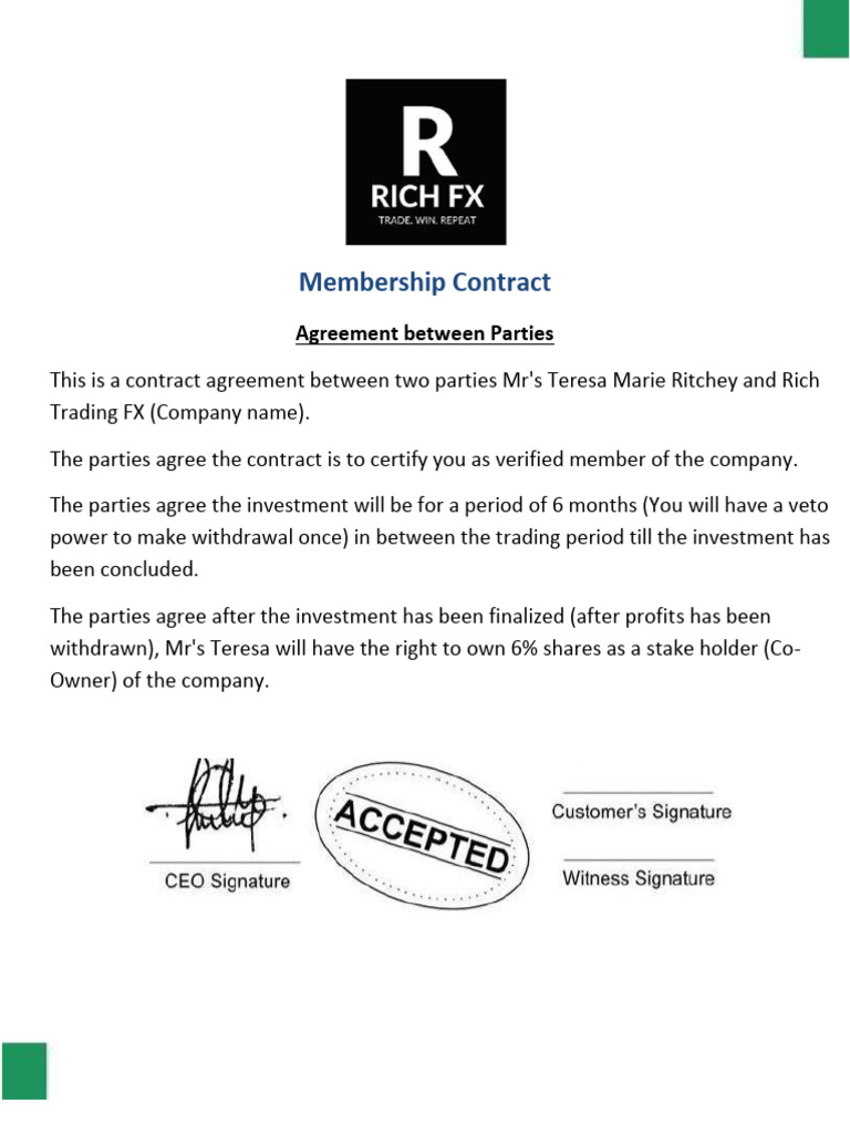 Membership Contract | PDF