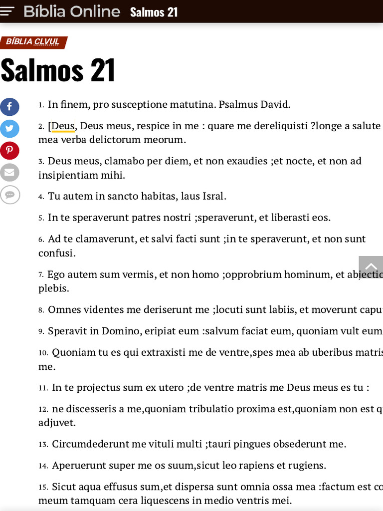 Salmos 21 - Bíblia Online CLVUL | PDF