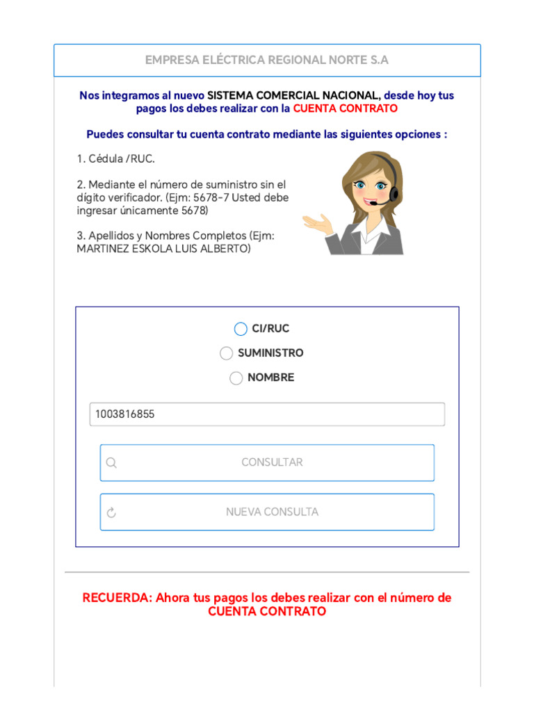 Pagos con Cuenta Contrato en EERN S.A. | PDF
