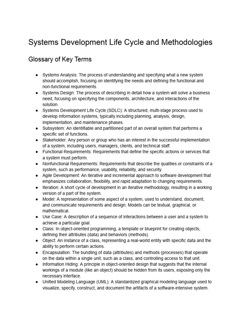 Systems Development Life Cycle and Methodologies | PDF | Software Development Process | Use Case