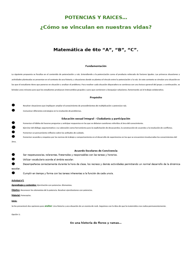 POTENCIAS Y RAICES Secuencia 3 - Matemáticas | PDF | Exponenciación | Multiplicación