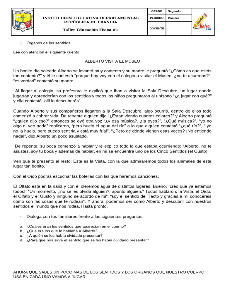 Eduación Física 2° Guia 1 | PDF