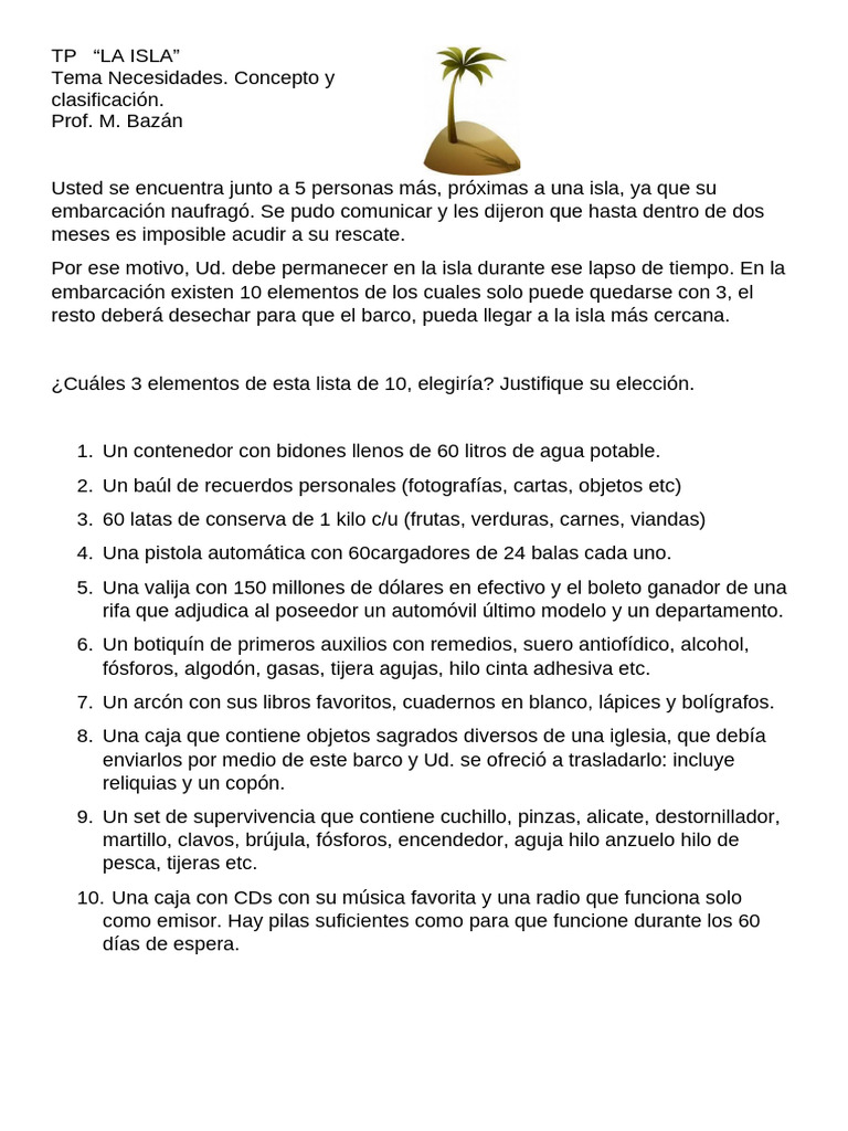 Dinamica La Isla para Clase | PDF