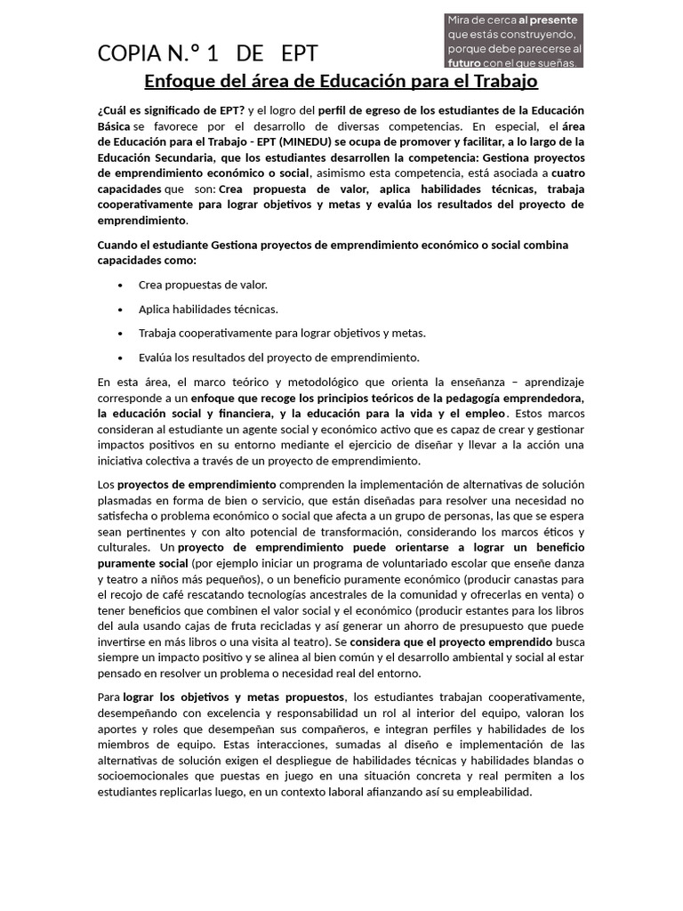 PRIMERA SESION EPT | PDF | Iniciativa empresarial | Enseñando