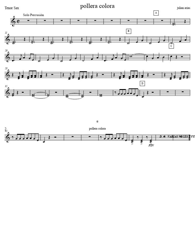 Pollera Colora - Tenor Sax | PDF