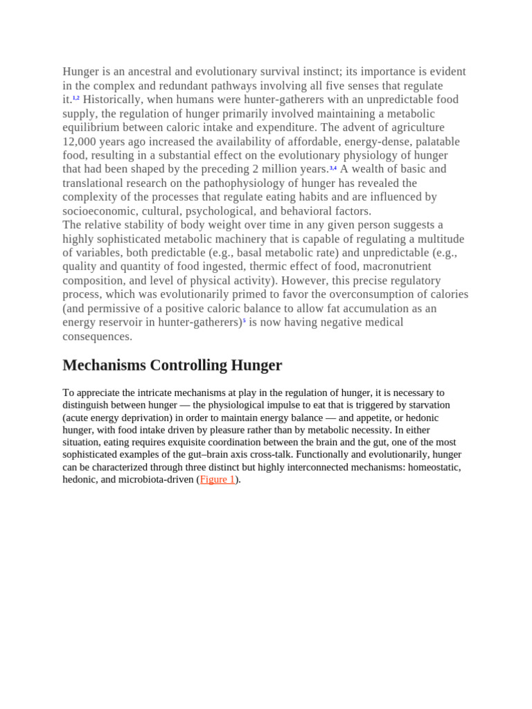 Hunger Is An Ancestral and Evolutionary Survival Instinct | PDF ...