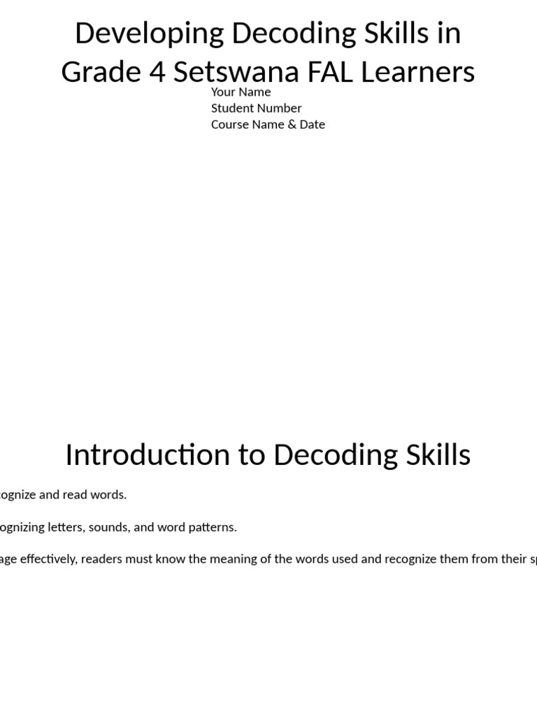 Setswana Decoding Presentation | PDF