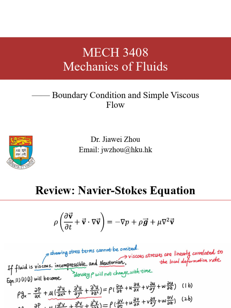 Lecture 11 - Boundary Condition and Viscous Flow | PDF | Fluid Dynamics | Navier–Stokes Equations