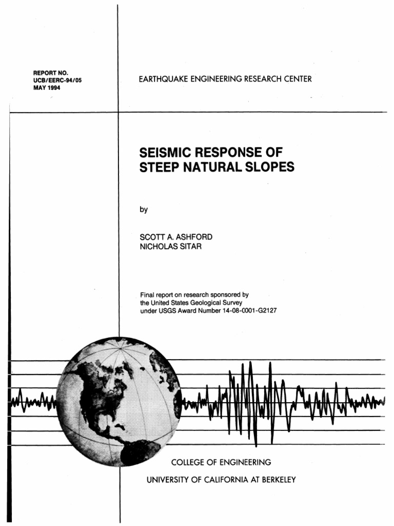 Seismic Response of Steep Natural Slopes (Ashford, Sitar 1994) | PDF