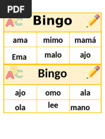 Bingo de Palabras con la Letra M | PDF
