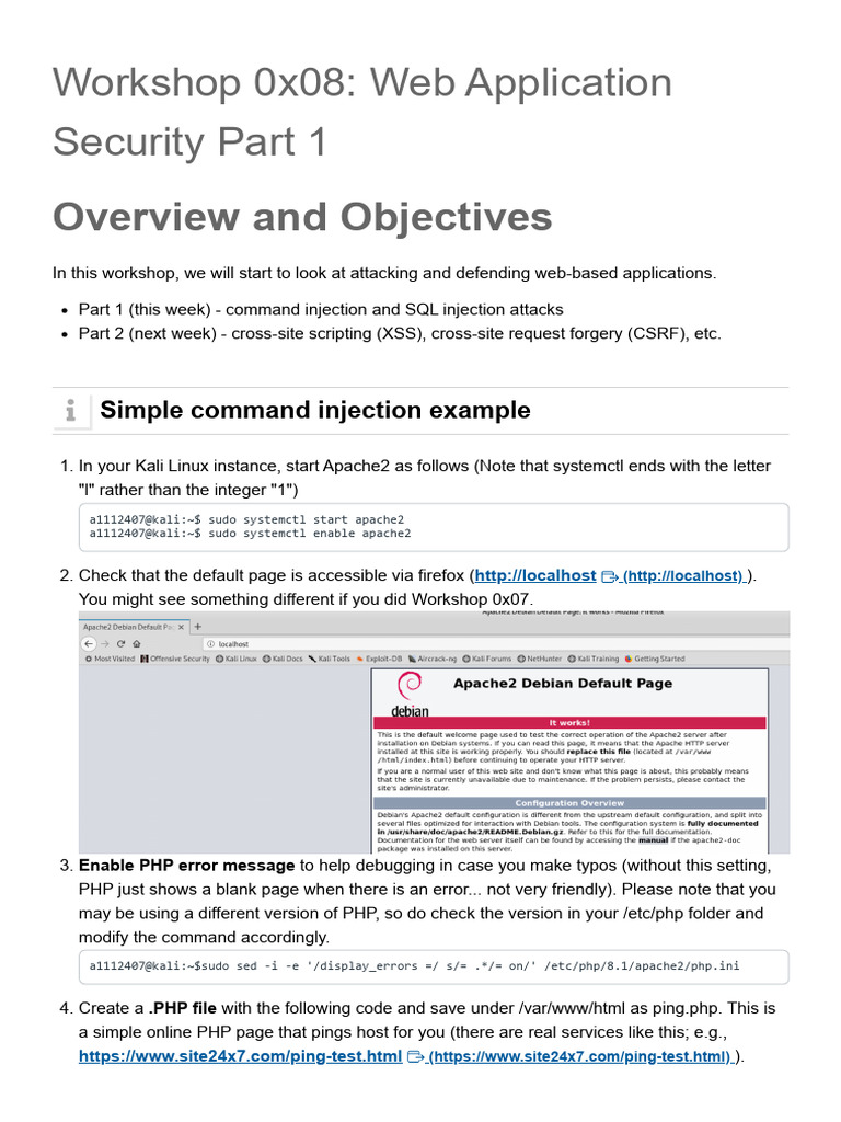 Workshop 0x08 - Web Application Security Part 1 - Cybersecurity Fundamentals - 3308 - 7308 (2024 ...
