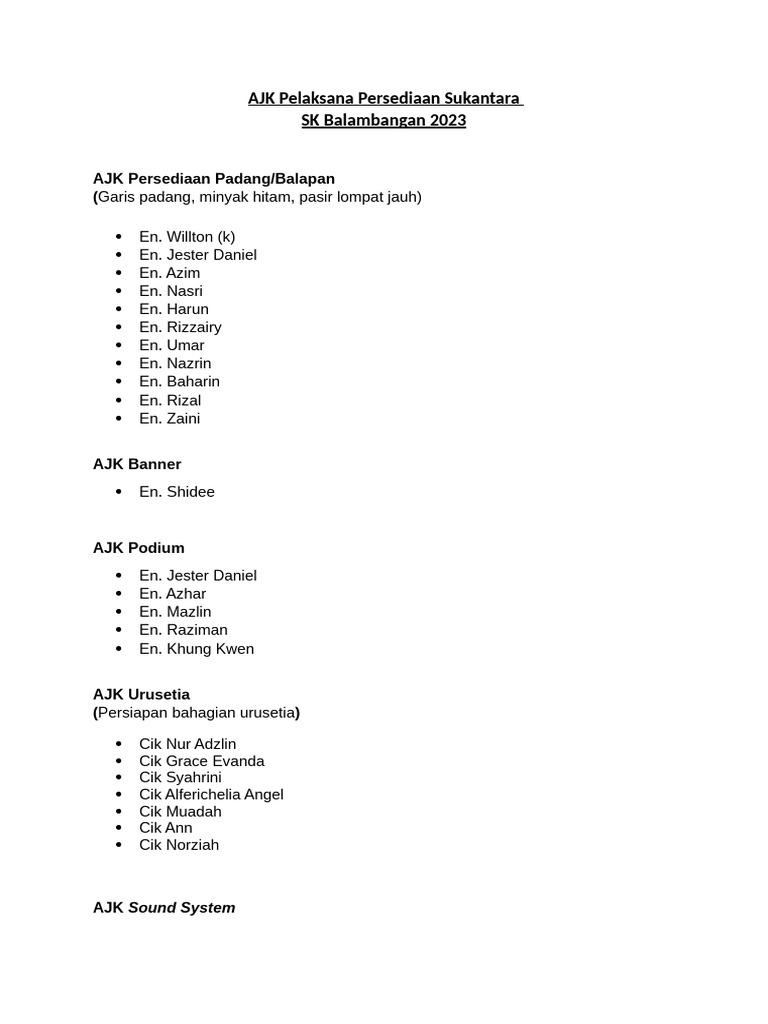 AJK Pelaksana Persediaan | PDF