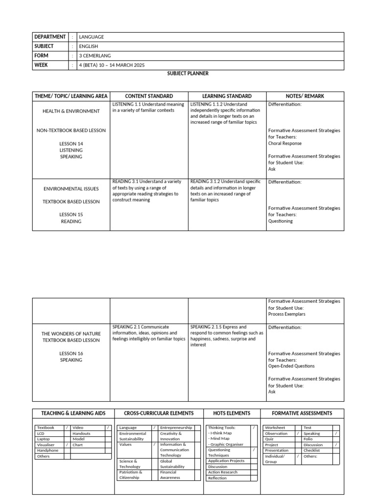 English Lesson Plans: Health & Environment | PDF | Lesson Plan ...