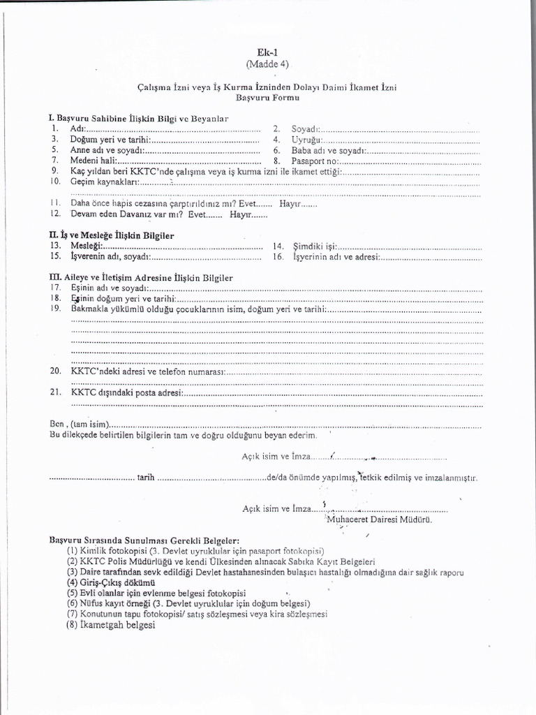 Form Ijin Tinggal Bagi Pekerja Tetap | PDF