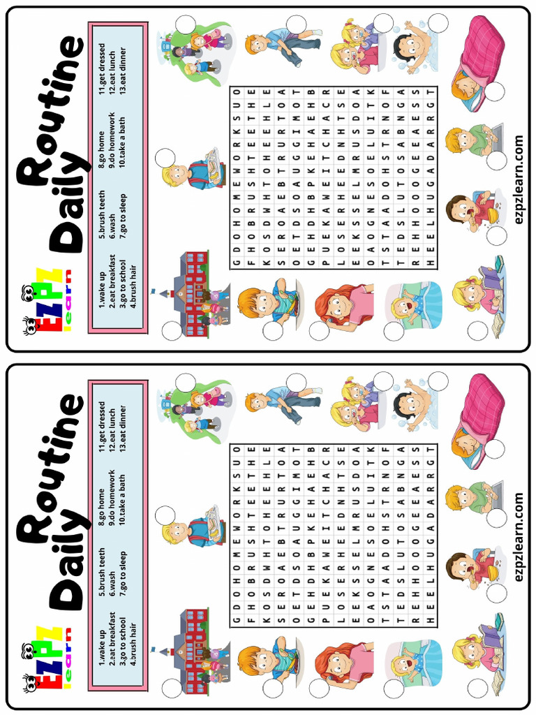 Daily Routine Word Search | PDF