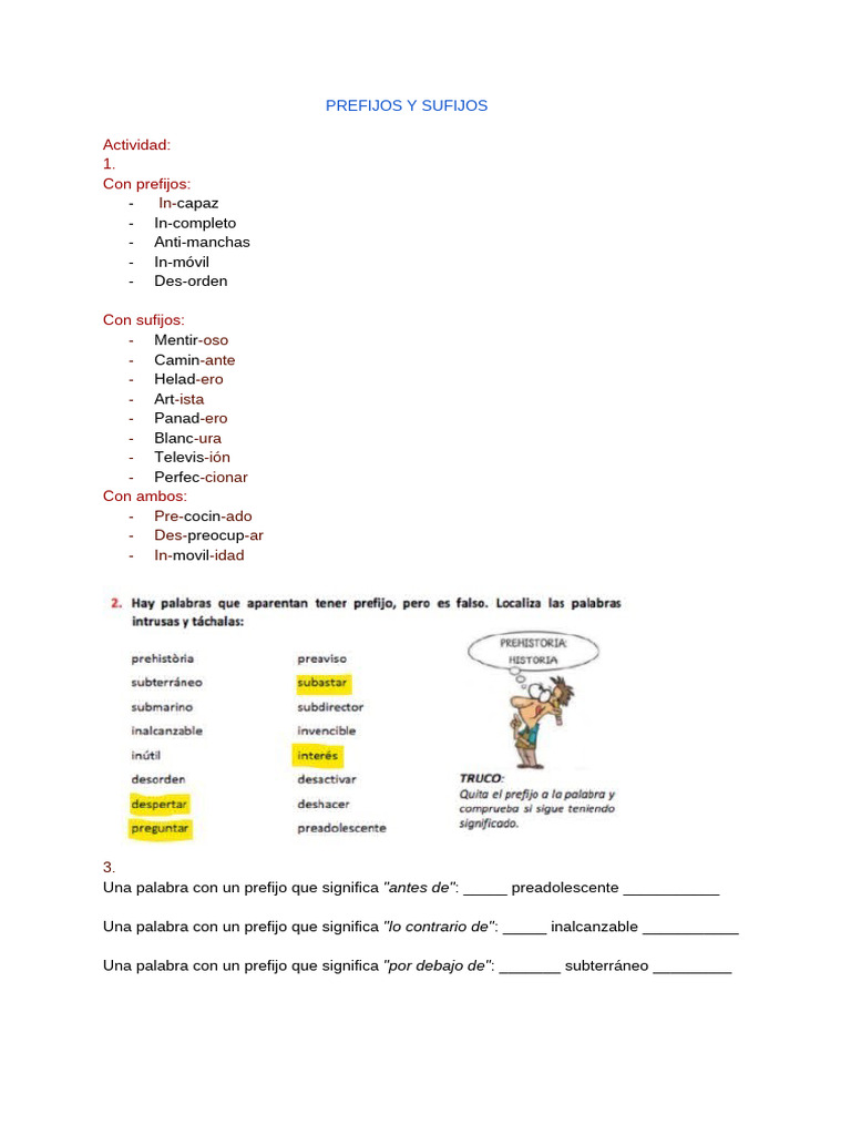 Prefijos y sufijos en español: guía práctica | PDF