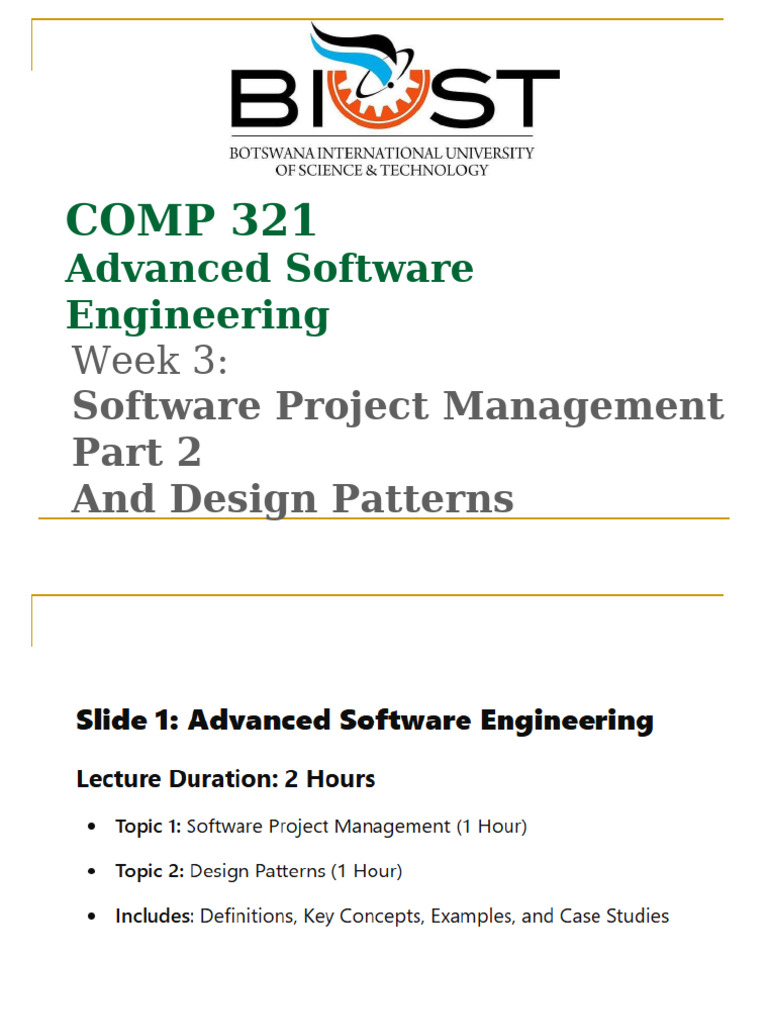 TOPIC 1 and 2 - Software Project Management Design Patterns | PDF