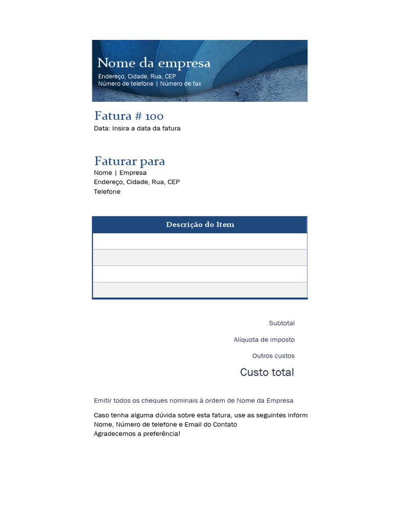 Fatura Comercial Modelo #100 | PDF