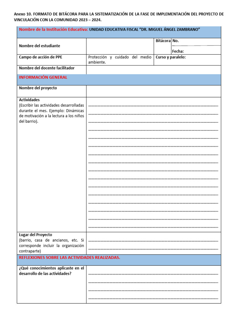 Formato Bitacora | PDF | Aprendizaje
