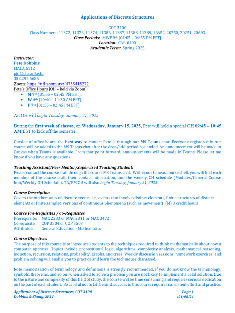 Discrete Mathematics Syllabus | PDF | Mathematics | Engineering