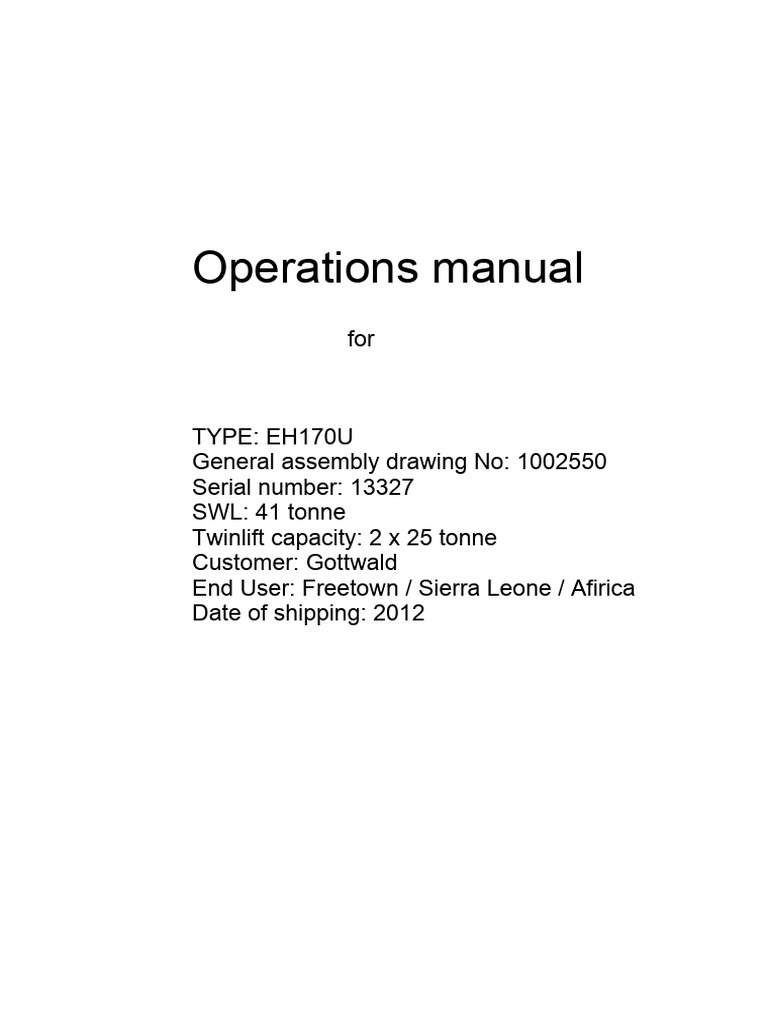 EH170U Gottwald Eng 00 Mit QC | PDF | Crane (Machine) | Valve