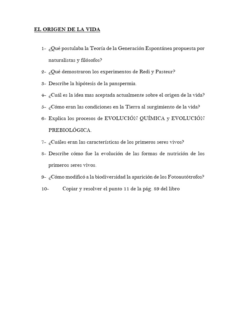 El Origen de La Vida | PDF