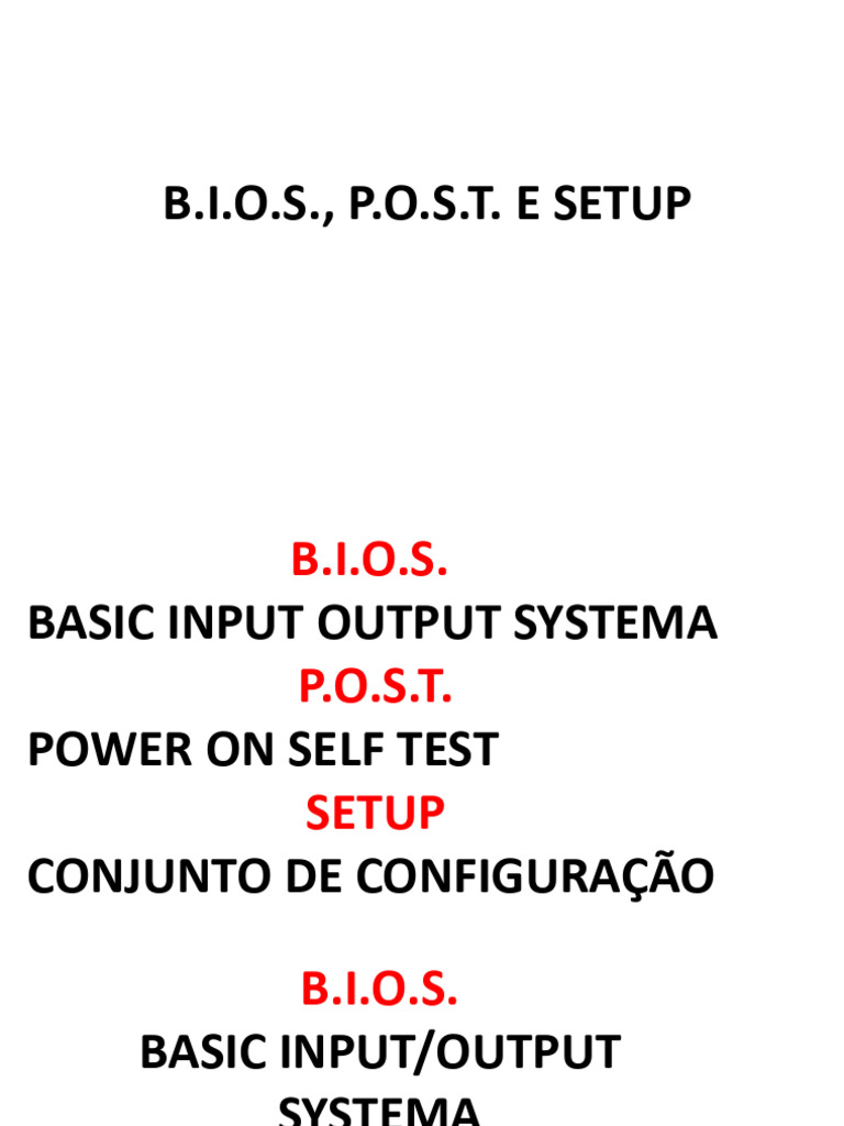 BIOS e POST: Funções e Configurações | PDF | BIOS | Memória de Somente ...