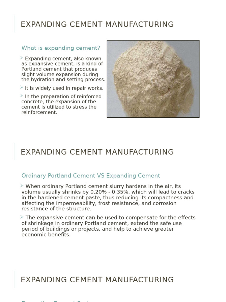 Expanding Cement Manufacturing Guide | PDF | Cement | Concrete