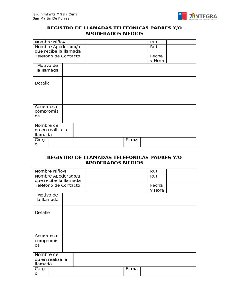 Registro de Llamadas Telefónicas | PDF