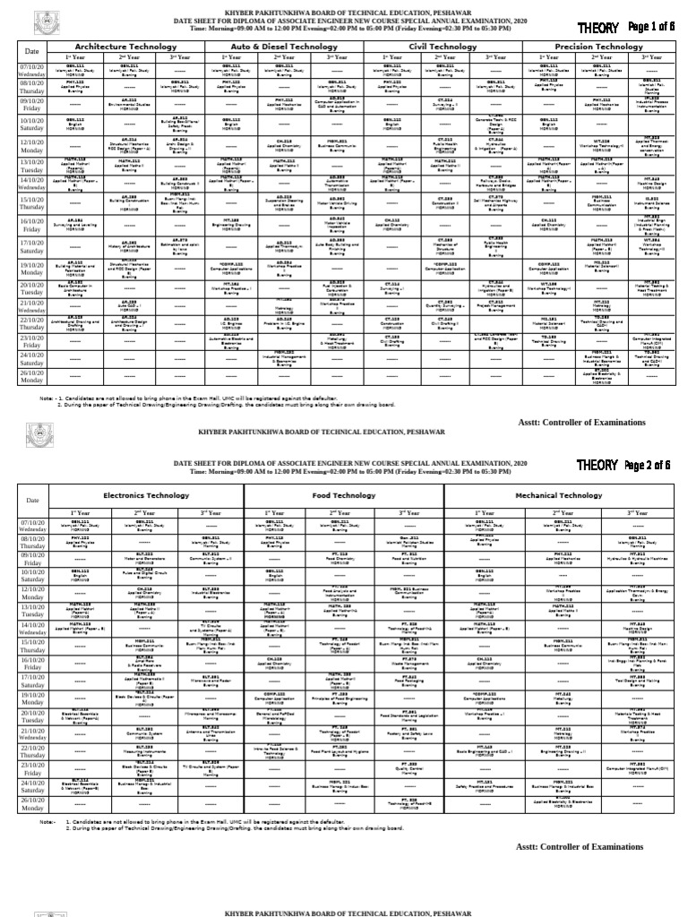 kpbte-dae-special-annual-exams-2020-datesheet | PDF | Vehicles ...