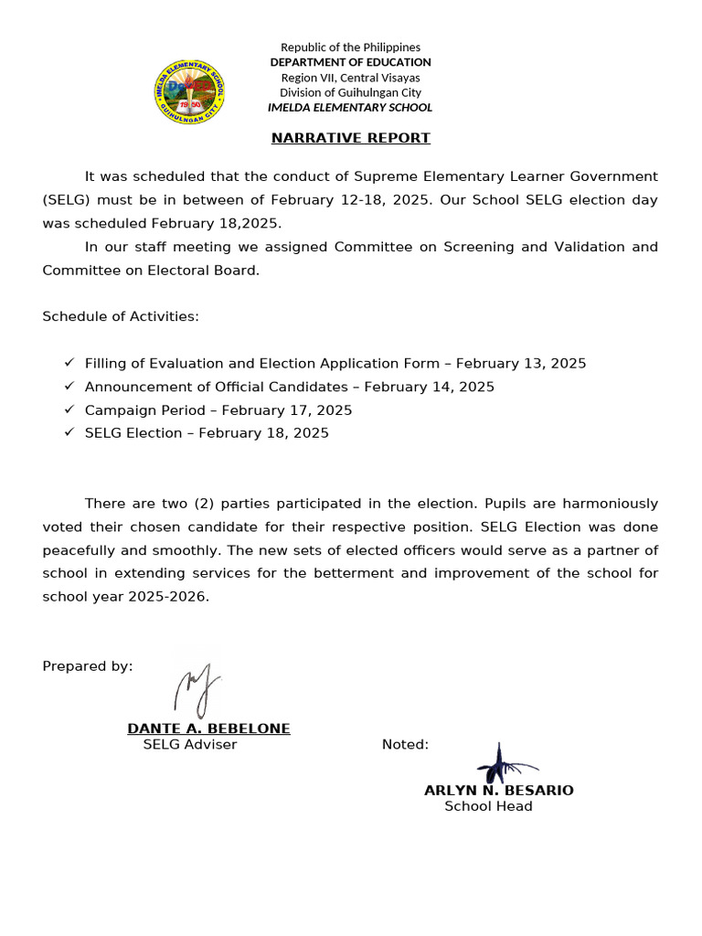 SELG ELECTION-Narrative-Report | PDF