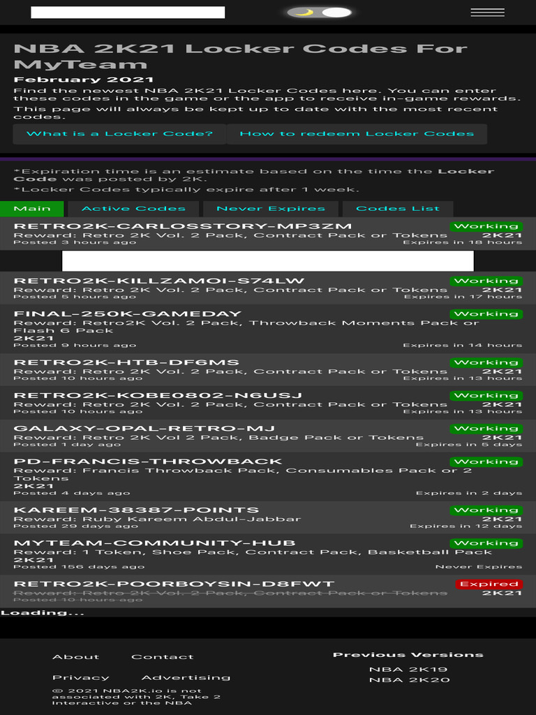 HTTPSWWW - Nba2k.ionba 2k21 Locker Codes | PDF | National Basketball Association | Sports