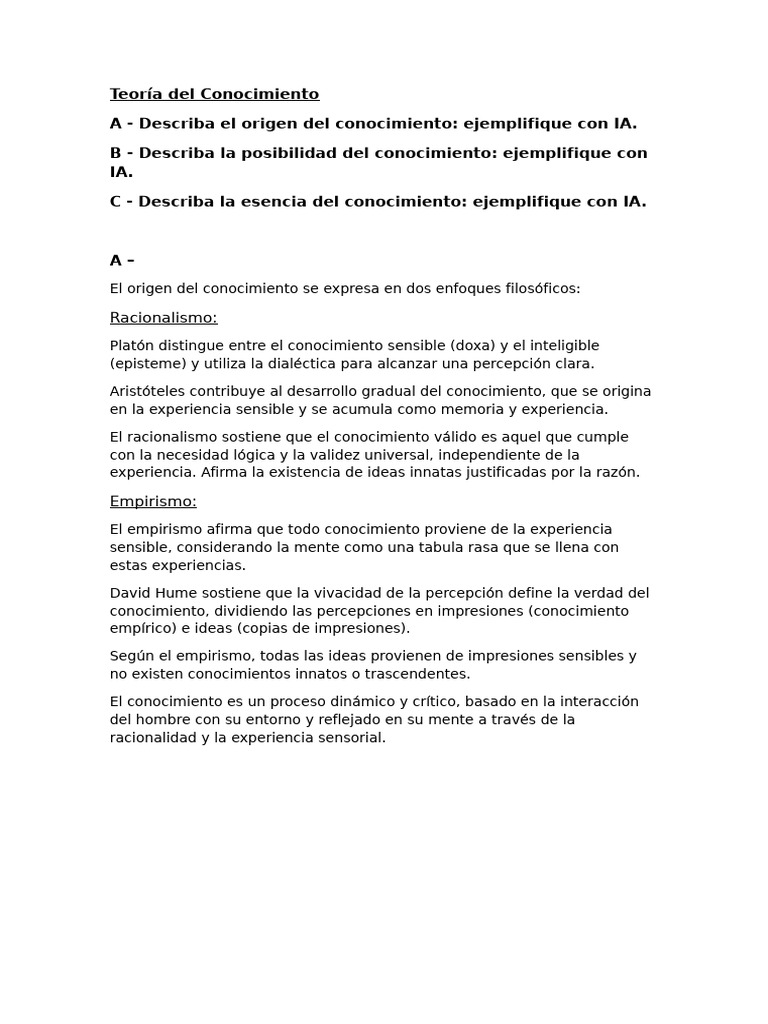 Teoría Del Conocimiento | PDF | Realismo filosófico | Inteligencia artificial
