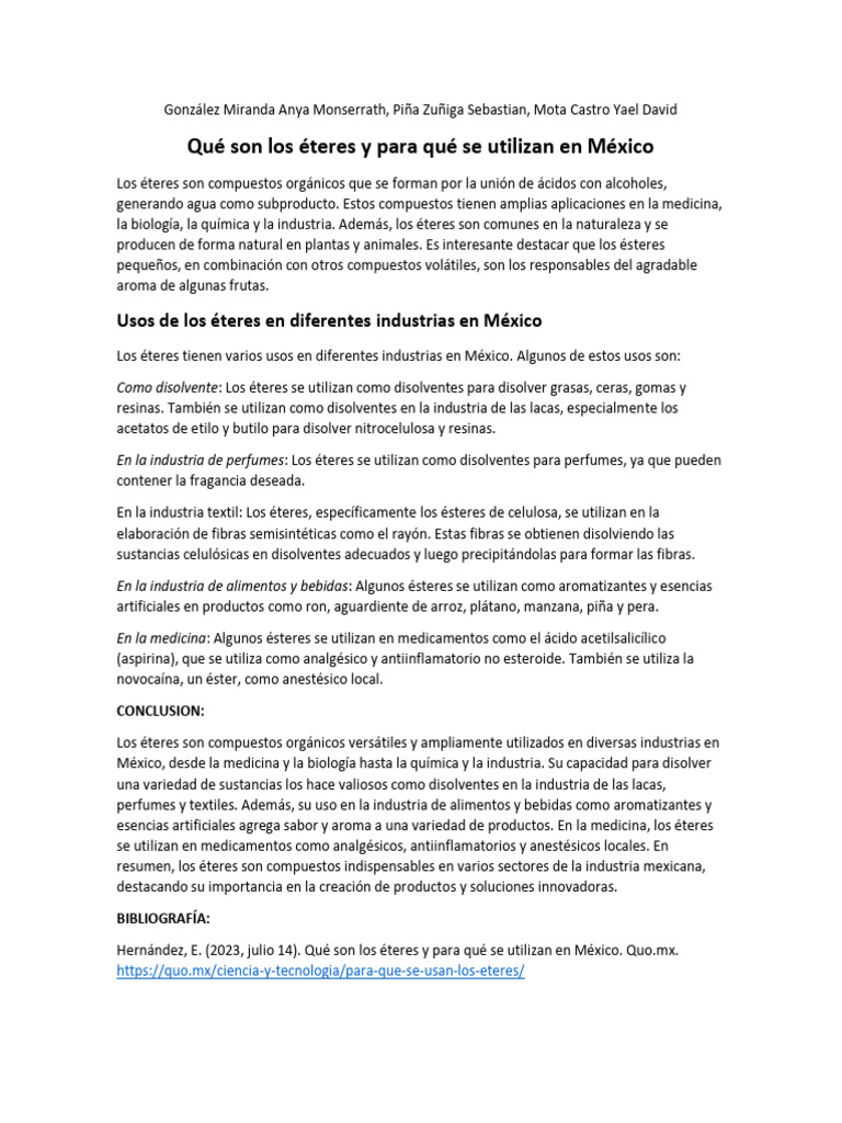 Investigación QOII | PDF | Ester | Perfume